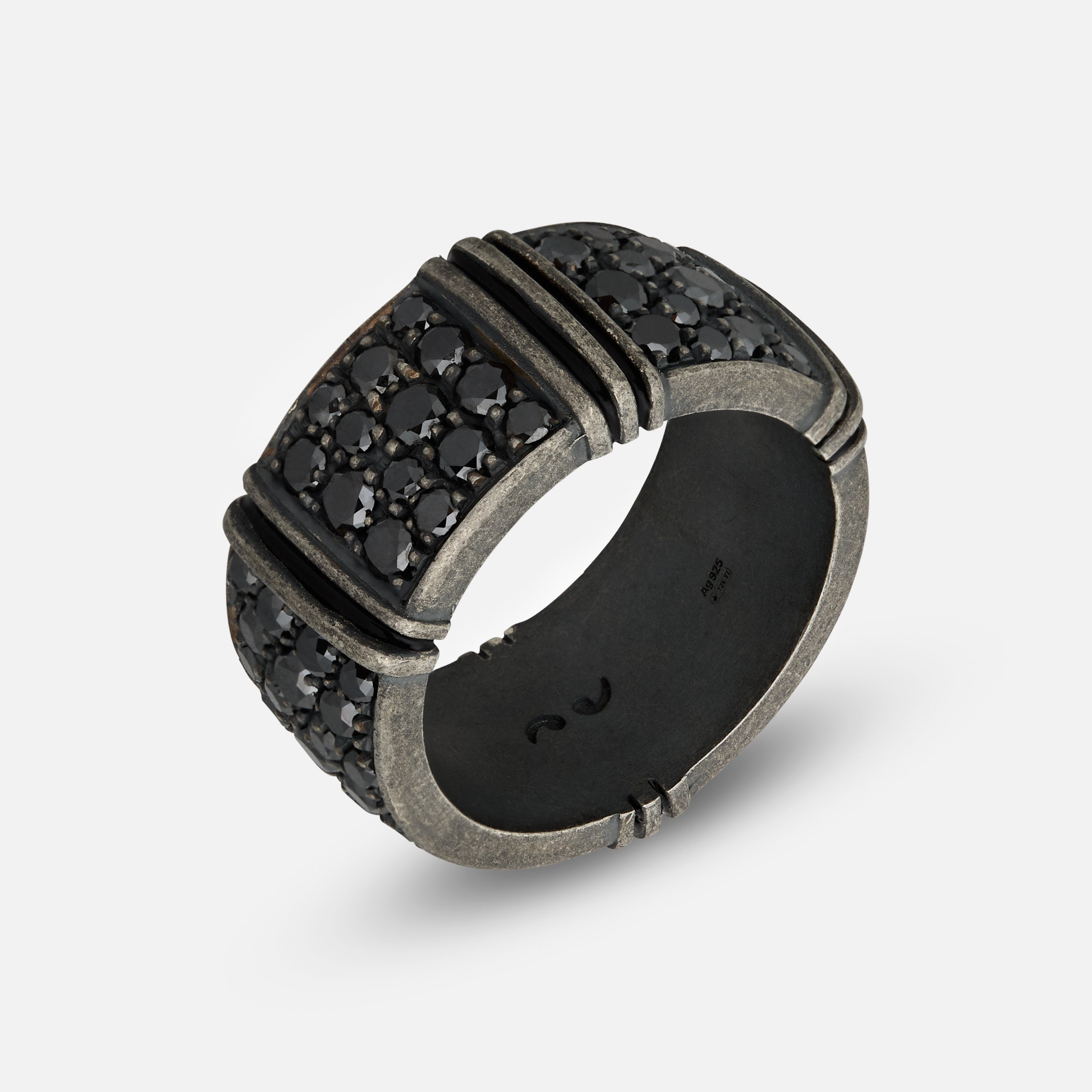Acies Supreme Echo Band | Black Diamonds & Black Enamel | Men’s Ring ...