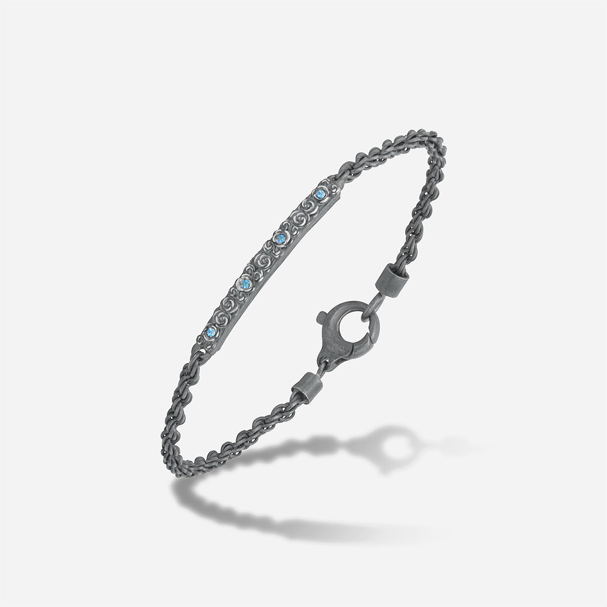 Diamonds'N'Roses Blue Sapphires Bracelet in Oxidized Silver | Marco Dal ...