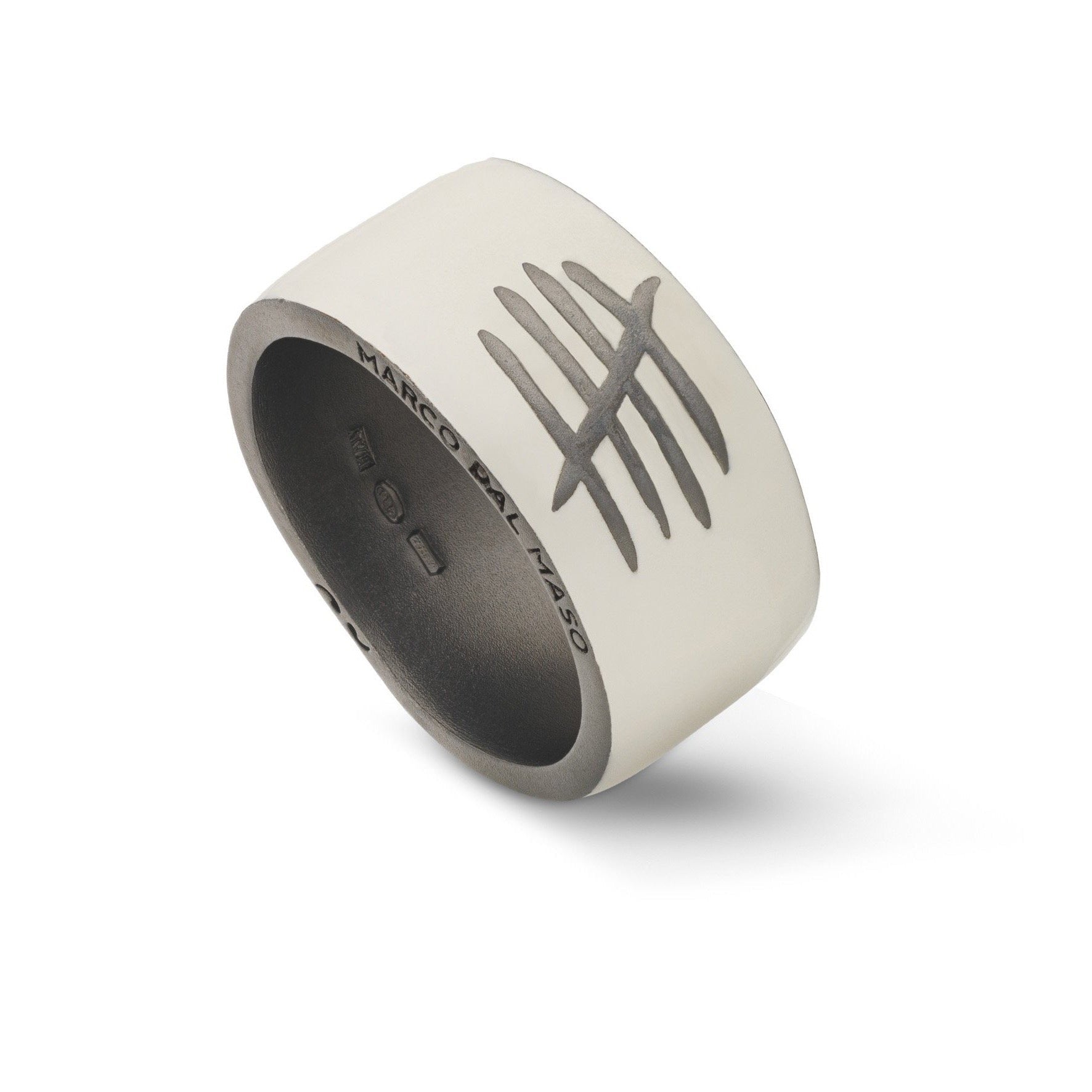 TRIUMPH Burnished Matte Silver Ring | Ivory Enamel